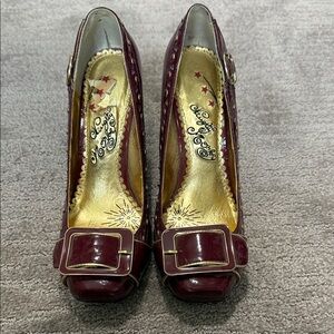 naughty monkey | Shoes | Naughty Monkey Maroon Heels With Gold Accents ...